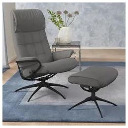 Relaxsessel stressless "London" Sessel Gr. Leder PALOMA, Star Base-Standard Base, B/H/T: 80cm x 116cm x 71cm, grau (metal paloma) mit Hocker, High Back, Star Base, Gestell Schwarz