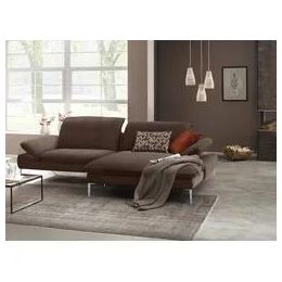 Ecksofa W.Schillig "enjoy&MORE" Sofas Gr. B/H/T: 294cm x 87cm x 185cm, Stoff S37, Recamiere rechts, mit Kopfteilverstellung-mit Armlehnenverstellung-mit Sitztiefenverstellung, braun (espresso s37) mit Sitztiefenverstellung, Füße silber matt, Breite 294 cm