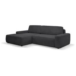 Ecksofa WERK2 "Bully L-Form" Sofas Gr. B/H/T: 264cm x 82cm x 162cm, Cord, Recamiere links, Schlaffunktion und Bettkasten, grau (anthrazit) Curvy Trend Ecksofa mit Schlaffunktion in weichem Cord