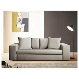 2-Sitzer Andas "SLEETLAND XXL in Samtvelours oder Vintage-Leder-Optik" Sofas Gr. B/H/T: 230 cm x 72 cm x 113 cm, Samtvelours, silberfarben (silver) besonders groß und bequem