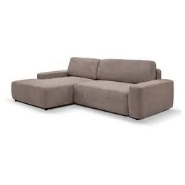 Ecksofa WERK2 "Bully L-Form" Sofas Gr. B/H/T: 264cm x 82cm x 162cm, Struktur weich, Recamiere links, Schlaffunktion und Bettkasten, grau (taupe) Curvy Trend Ecksofa mit Schlaffunktion in weichem Cord