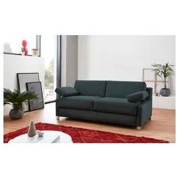 Schlafsofa Bali "Viola" Sofas Gr. 140cm x 200cm, Kaltschaummatratze, Ideal: Ergoflex Lattenrost mit Sensoformmatratze, blau (rauchblau) mit Seitenkissen