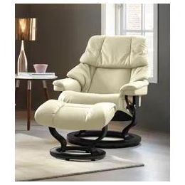 Relaxsessel stressless "Reno" Sessel Gr. Leder PALOMA, Classic Base Schwarz-L, Relaxfunktion-Drehfunktion-PlusTMSystem-Gleitsystem, B/H/T: 88cm x 98cm x 78cm, beige (vanilla paloma) mit Classic Base, Größe S, M & L, Gestell Schwarz