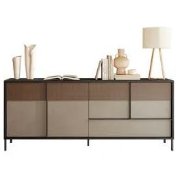 Sideboard Inosign "Everest Breite 206 cm, Kommode mit 4 Türen u. 1 Schubkasten" Sideboards Gr. B/H/T: 206cm x 86cm x 40cm,, grau (lava/lehmfarben/absetzung mercure (druck)) Anrichte, SoftSelf Closing, Korpus 22 mm