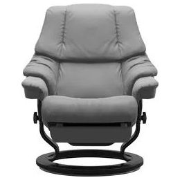 Relaxsessel stressless "Reno" Sessel Gr. Leder BATICK, PowerTM Leg & Back-Classic Base Schwarz-L, B/H/T: 88cm x 98cm x 77cm, grau (wild dove batick) elektrisch verstellbar, optional 2-motorisch, Größe M & L