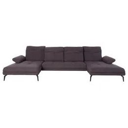 Wohnlandschaft Andas "Stenlille U-Form" Sofas Gr. B/H/T: 374cm x 83cm x 162cm, Struktur grob, gleichschenklig, grau (anthrazit) incl. Sitztiefen-, Kopfteil- und Armteilverstellung