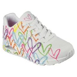 Sneaker Skechers "UNO - HIGHLIGHT LOVE" Gr. 35, bunt (weiß-multi) Damen Schuhe mit Herzchen-Print, Freizeitschuh, Halbschuh, Schnürschuh