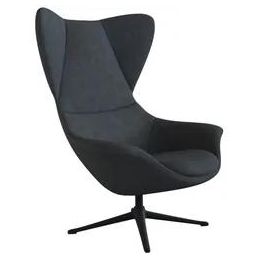 Ohrensessel FLEXLUX "Stilo Relaxsessel, TV-Sessel" Sessel Gr. Lederoptik, B/H/T: 90cm x 115cm x 88cm, grau (elephant grey) Solitär, Stil-Ikone, drehbar, Fuß schwarz