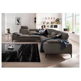 Ecksofa W.Schillig "valentinoo" Sofas Gr. B/H/T: 318 cm x 83 cm x 298 cm, Chenille-Flachgewebe R66, langer Schenkel rechts, mit Sitztiefenverstellung, braun (brown r66) mit Sitztiefenverstellung, Breite 318 cm