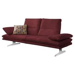 2-Sitzer W.Schillig "broadway" Sofas Gr. B/H/T: 216cm x 94cm x 96cm, Longlife Xtra-Leder Z69, Longchair links, mit Sitztiefenverstellung-mit Kopfteilverstellung-ohne Seitenteilverstellung, rot (burgundy z69) Sitztiefenverstellung, Kopfteil- & Seitenteilverstellung, Breite 216cm