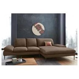 Ecksofa W.Schillig "enjoy&MORE" Sofas Gr. B/H/T: 310cm x 87cm x 185cm, Stoff S37, Recamiere rechts, mit Kopfteilverstellung-mit Armlehnenverstellung-mit Sitztiefenverstellung, braun (mocca s37) Sitztiefenverstellung, Füße schwarz pulverbeschichtet, Breite 310 cm