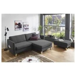 Ecksofa "Mailo L-Form", grau (anthrazit), B:204cm, ATLANTIC HOME COLLECTION, Sofas, mit Seitentaschen, Recamiere beidseitig montierbar, Massivholzfüße