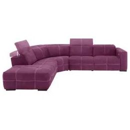 Ecksofa Egoitaliano "Sauvanne" Sofas Gr. B/H/T: 300cm x 100cm x 274cm, Luxus-Microfaser BLUSH, Ottomane links, Ohne elektrische Relaxfunktion, pink (fuchsia) wahlweise mit elektrischer Relaxfunktion, Kopfteilverstellung