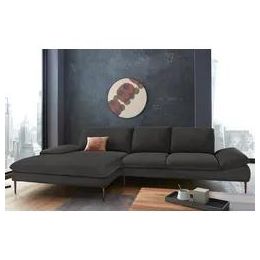 Ecksofa W.Schillig "enjoy&MORE" Sofas Gr. B/H/T: 340cm x 87cm x 185cm, Chenille-Flachgewebe R66, Recamiere links, mit Kopfteilverstellung-mit Armlehnenverstellung-mit Sitztiefenverstellung, grau (anthrazit r66) Sitztiefenverstellung, Füße bronze pulverbeschichtet, Breite 340 cm