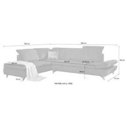 Ecksofa W.Schillig "taoo" Sofas Gr. B/H/T: 296cm x 84cm x 242cm, Longlife fabric Velourgewebe S41, Ottomane links, mit Kopfteilverstellung-mit Sitztiefenverstellung, braun (sand s41) mit Sitziefenverstellung & Kopfteilverstellung