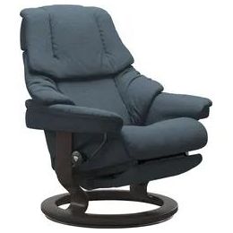 Relaxsessel stressless "Reno" Sessel Gr. ROHLEDER Stoff Q2 FARON, PowerTM Leg & Back-Classic Base Wenge, B/H/T: 79cm x 98cm x 78cm, blau (petrol q2 faron) elektrisch verstellbar, optional 2-motorisch, Größe M & L