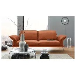 2,5-Sitzer W.Schillig "sherry" Sofas Gr. B/H/T: 234cm x 81cm x 114cm, Longlife Xtra-Leder Z69, mit Kopfteilverstellung-mit Armlehnenverstellung, braun (cognac z69) Kopfstützenverstellung, Metallfüße in Chrom glänzend, Breite 234 cm