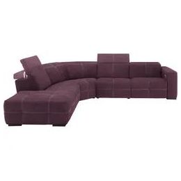 Ecksofa Egoitaliano "Sauvanne" Sofas Gr. B/H/T: 300cm x 100cm x 274cm, Luxus-Microfaser BLUSH, Ottomane links, Ohne elektrische Relaxfunktion, lila (plum) wahlweise mit elektrischer Relaxfunktion, Kopfteilverstellung