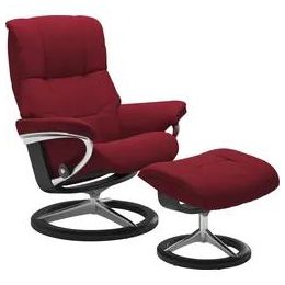 Relaxsessel stressless "Mayfair" Sessel Gr. ROHLEDER Stoff Q2 FARON, Signature Base Schwarz, Relaxfunktion-Drehfunktion-PlusTMSystem-Gleitsystem-BalanceAdaptTM, B/H/T: 92cm x 103cm x 79cm, rot (rot q2 faron) mit Hocker, Signature Base, Größe S, M & L, Gestell Schwarz