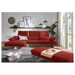 Ecksofa W.Schillig "broadway" Sofas Gr. B/H/T: 291cm x 94cm x 164cm, Stoff S37, Longchair links, mit Sitztiefenverstellung-mit Kopfteilverstellung-ohne Seitenteilverstellung, rot (marsala s37) Sitztiefenverstellung, Kopfteil- & Seitenteilverstellung, Breite 291cm