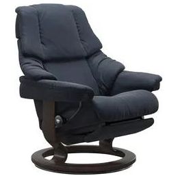 Relaxsessel stressless "Reno" Sessel Gr. Leder PALOMA, PowerTM Leg & Back-Classic Base Wenge-M, B/H/T: 79cm x 98cm x 78cm, blau (oxford blue paloma) elektrisch verstellbar, optional 2-motorisch, Größe M & L