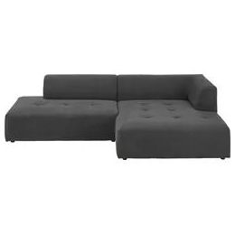 3-Sitzer ATLANTIC HOME COLLECTION "Leonardo" Sofas Gr. B/H/T: 269cm x 70cm x 153cm, Struktur weich, Ottomane rechts, grau (anthrazit) Ottomane mit XXL-Liegefläche