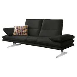 2,5-Sitzer W.Schillig "broadway" Sofas Gr. B/H/T: 236cm x 94cm x 96cm, Longlife Xtra-Leder Z59, Longchair links, mit Sitztiefenverstellung-ohne Kopfteilverstellung-mit Seitenteilverstellung, grau (graphit z59) Sitztiefenverstellung, Kopfteil- & Seitenteilverstellung, Breite 236cm