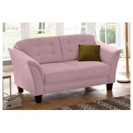 2-Sitzer Home Affaire "Trondheim" Sofas Gr. B/H/T: 166cm x 89cm x 90cm, Struktur fein, rosa (altrosa) mit Federkern, Knopfheftung im Rücken, Füße Buche