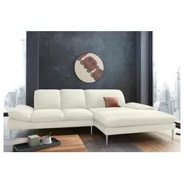 Ecksofa W.Schillig "enjoy&MORE" Sofas Gr. B/H/T: 310cm x 87cm x 185cm, Longlife Xtra-Leder Z59, Recamiere rechts, mit Kopfteilverstellung-mit Armlehnenverstellung-mit Sitztiefenverstellung, weiß (weiß z59) mit Sitztiefenverstellung, Füße silber matt, Breite 310 cm