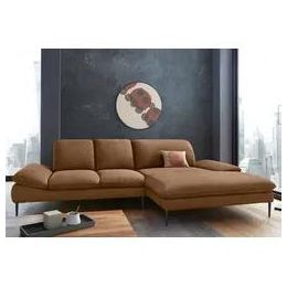 Ecksofa W.Schillig "enjoy&MORE" Sofas Gr. B/H/T: 310cm x 87cm x 185cm, Stoff S37, Recamiere rechts, mit Kopfteilverstellung-mit Armlehnenverstellung-mit Sitztiefenverstellung, braun (chocolate s37) Sitztiefenverstellung, Füße schwarz pulverbeschichtet, Breite 310 cm