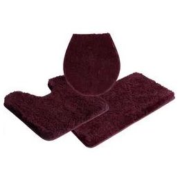 Möve Badematte MÖVE "Essentail/Superwuschel" Badematten Gr. 3-tlg. Stand-WC Set, 3 St., Polyester, rot (burgundy) Microfaser-Badematte, Badteppich, rechteckig, rund & als 3-tlg. Set