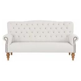 Chesterfield-Sofa Home Affaire "Lord" Sofas Gr. B/H/T: 188cm x 93cm x 84cm, Struktur fein, beige mit echter Chesterfield-Knopfheftung und Ziernägeln