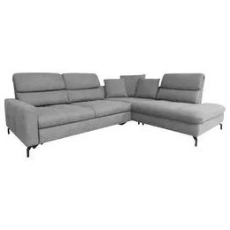 Ecksofa Alina "Louis" Sofas Gr. B/H/T: 286cm x 127cm x 228cm, Struktur fein TCM, Ottomane rechts, ohne Bettfunktion, grau (hellgrau tcm 39) Breite 286 cm, Rückenlehnenverstellung, wahlweise mit Bettfunktion