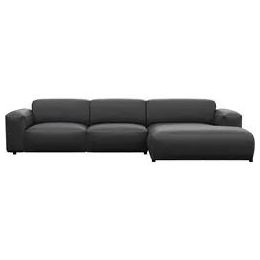 Ecksofa FLEXLUX "Lucera bequem und komfortabel durch hochwertigen Sitzaufbau, L-Form" Sofas Gr. B/H/T: 319cm x 73cm x 171cm, Echtleder, Chaiselongue rechts, schwarz (deep schwarz) modern & anschmiegsam, Kaltschaum, Stahl-Wellenunterfederung