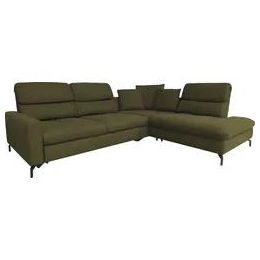 Ecksofa Alina "Louis" Sofas Gr. B/H/T: 286cm x 127cm x 228cm, Struktur fein TCM, Ottomane rechts, ohne Bettfunktion, grün (olivgrün tcm 333) Breite 286 cm, Rückenlehnenverstellung, wahlweise mit Bettfunktion