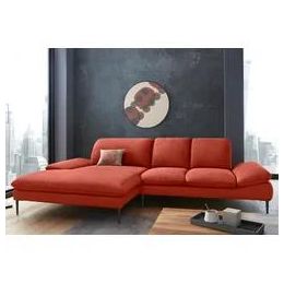 Ecksofa W.Schillig "enjoy&MORE" Sofas Gr. B/H/T: 310cm x 87cm x 185cm, Stoff S37, Recamiere links, mit Kopfteilverstellung-mit Armlehnenverstellung-mit Sitztiefenverstellung, rot (marsala s37) Sitztiefenverstellung, Füße schwarz pulverbeschichtet, Breite 310 cm