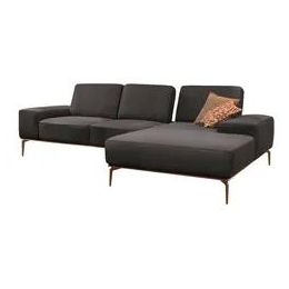 Ecksofa W.Schillig "run" Sofas Gr. B/H/T: 279 cm x 88 cm x 178 cm, Longlife Xtra-Leder Z73, Recamiere rechts, mit Sitztiefenverstellung, braun (mocca z73) mit Holzsockel, Füße in Bronze pulverbeschichtet, Breite 279 cm