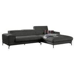 Ecksofa W.Schillig "piedroo" Sofas Gr. B/H/T: 303cm x 70cm x 193cm, Longlife Xtra-Leder Z69, Longchair rechts, mit Kopfteilverstellung-ohne Sitztiefenverstellung, grau (anthrazit z69) Kopfteilverstellung, wahlweise mit Sitztiefenverstellung, Breite 303cm