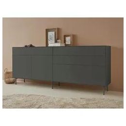 Sideboard LeGer Home by Lena Gercke "Essentials" Sideboards Gr. B/H/T: 224cm x 90cm x 42cm, 4 St., grau (anthrazit) Breite: 224cm, MDF lackiert, Push-to-open-Funktion