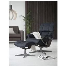 Relaxsessel stressless "Reno" Sessel Gr. Leder PALOMA, Cross Base Wenge-S, Relaxfunktion-Drehfunktion-PlusTMSystem-Gleitsystem-BalanceAdaptTM, B/H/T: 79cm x 99cm x 75cm, blau (shadow blue paloma) mit Cross Base, Größe S, M & L, Holzakzent Wenge