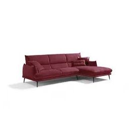 Ecksofa Egoitaliano "FUNNY, hochwertiges und aktuelles Design, bequeme Rückenlehne" Sofas Gr. B/H/T: 265cm x 90cm x 225cm, Microfaser, Recamiere rechts, rot (burgundy) hochwertiger Sitzkomfort, L-Form