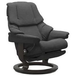 Relaxsessel stressless "Reno" Sessel Gr. ROHLEDER Stoff Q2 FARON, PowerTM Leg & Back-Classic Base Wenge, B/H/T: 88cm x 98cm x 77cm, grau (dark grey q2 faron) elektrisch verstellbar, optional 2-motorisch, Größe M & L