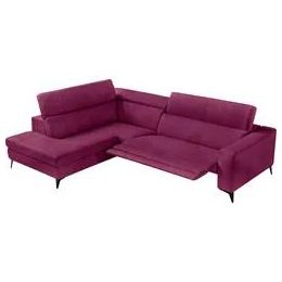 Ecksofa Egoitaliano "Edith, Designsofa mit hohem Sitzkomfort, L-Form" Sofas Gr. B/H/T: 269cm x 96cm x 203cm, Luxus-Microfaser BLUSH, Ottomane links, pink (fuchsia) inkl. elektrischer Relaxfunktion und manuell verstellbaren Kopfteilen