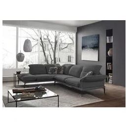 Ecksofa W.Schillig "sherry, Designsofa mit tollem Sitzkomfort, elegant und zeitlos, L-Form", grau (anthrazit w82), B:302cm H:81cm T:230cm, Longlife Xtra-Leder Z69: Das feinnarbige, gedeckte Softleder Z69 besticht durch seine außergewöhnliche Weichheit im trendigen u00bbVintage-Looku00ab, Hautstärke 0, 9 - 1, 1 mm, Schlingenpolgewebe W82 (74% Polyacryl, 26% Polyester), Chenillegewebe V34 (52% Polye