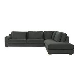 Ecksofa furninova "Grande" Sofas Gr. B/H/T: 321cm x 84cm x 271cm, Velours EROS, Ottomane rechts, grau (anthrazit) besonders guter Komfort durch lose, doppelte Rückenkissen