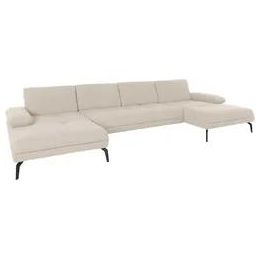 Wohnlandschaft Andas "Stenlille U-Form" Sofas Gr. B/H/T: 374cm x 83cm x 162cm, Struktur grob, gleichschenklig, beige incl. Sitztiefen-, Kopfteil- und Armteilverstellung