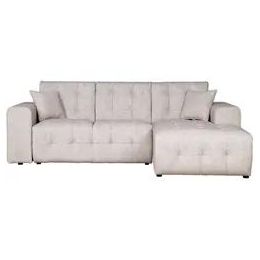 Ecksofa Home Affaire "Nosia L-Form" Sofas Gr. B/H/T: 234cm x 85cm x 163cm, Samtoptik, Recamiere rechts, beige (creme) incl. 2 Zierkissen, mit feiner Steppung