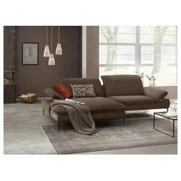 Ecksofa W.Schillig "enjoy&MORE" Sofas Gr. B/H/T: 294cm x 87cm x 185cm, Stoff S37, Recamiere links, mit Kopfteilverstellung-mit Armlehnenverstellung-mit Sitztiefenverstellung, braun (mocca s37) Sitztiefenverstellung, Füße bronze pulverbeschichtet, Breite 294 cm