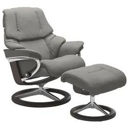 Relaxsessel stressless "Reno" Sessel Gr. ROHLEDER Stoff Q2 FARON, Signature Base Wenge, Relaxfunktion-Drehfunktion-PlusTMSystem-Gleitsystem-BalanceAdaptTM, B/H/T: 83cm x 100cm x 76cm, grau (grau q2 faron) mit Hocker, Signature Base, Größe S, M & L, Gestell Wenge