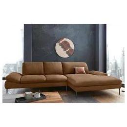 Ecksofa W.Schillig "enjoy&MORE" Sofas Gr. B/H/T: 340cm x 87cm x 185cm, Stoff S37, Recamiere rechts, mit Kopfteilverstellung-mit Armlehnenverstellung-mit Sitztiefenverstellung, braun (chocolate s37) Sitztiefenverstellung, Füße schwarz pulverbeschichtet, Breite 340 cm